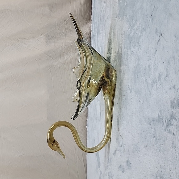 Other | Vintage Sooner Glass Large Swan Sea Foam Brown Hand Blown Dish ...